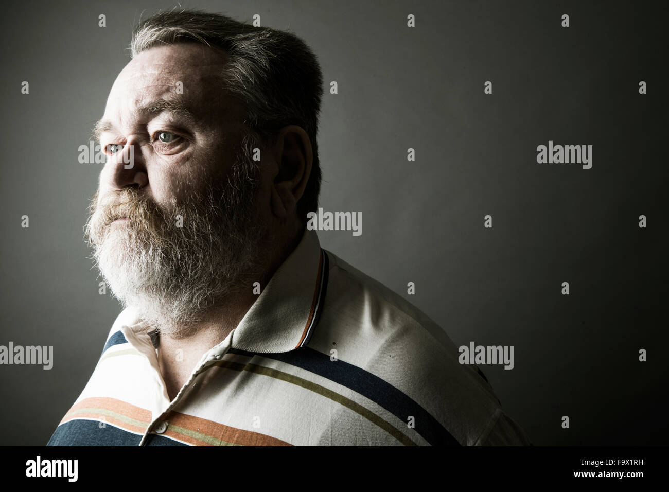 Portrait of serious looking senior man with full beard Stock Photo - Alamy