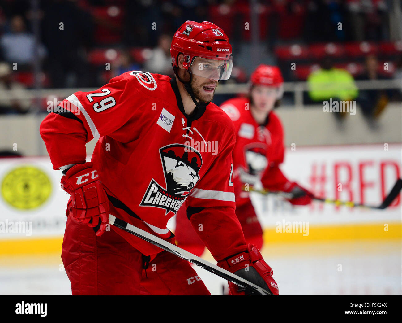 Charlotte Checkers D Michal Jordan (29) during the AHL game between the ...