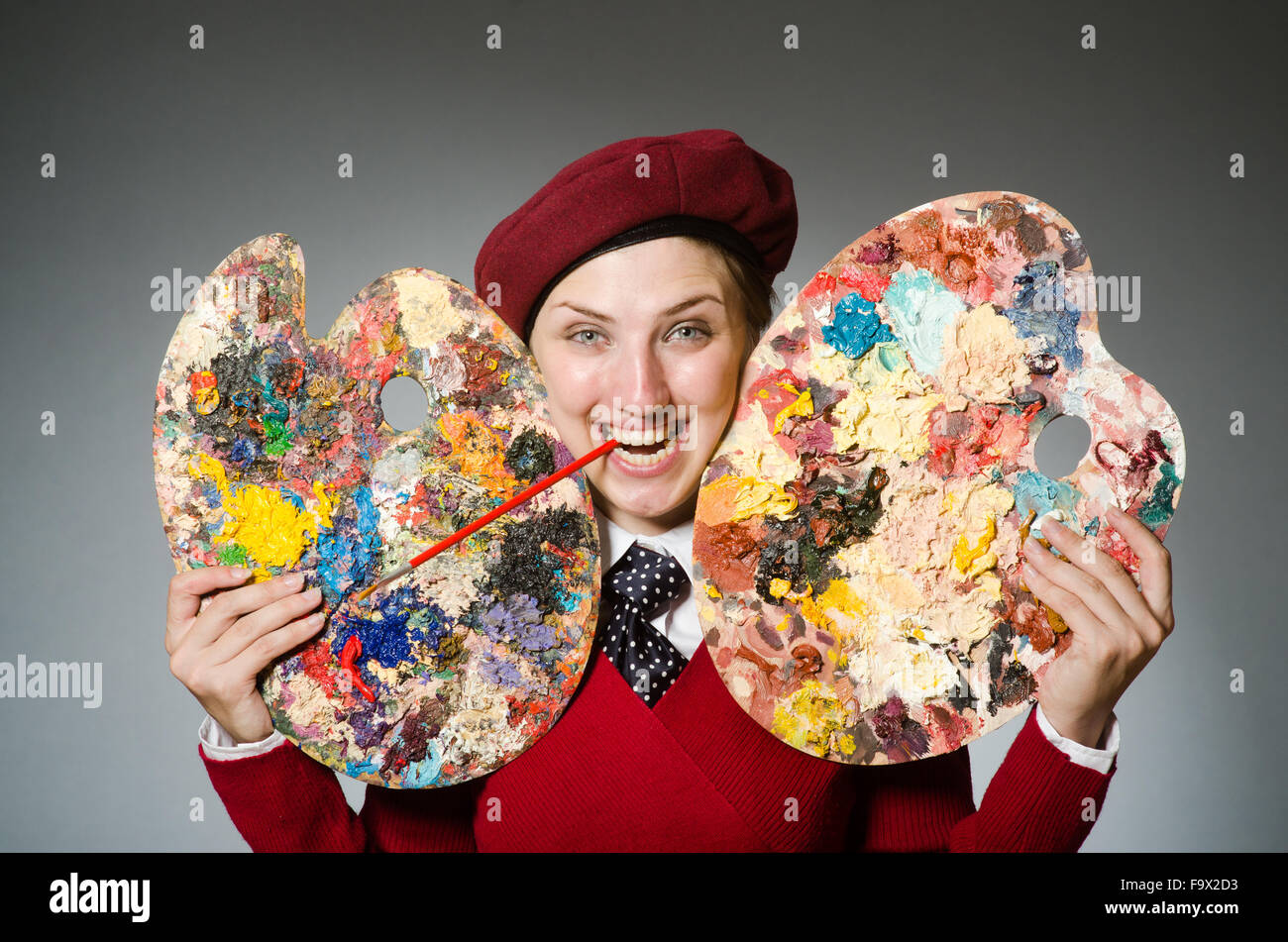 Funny artist working in the studio Stock Photo - Alamy