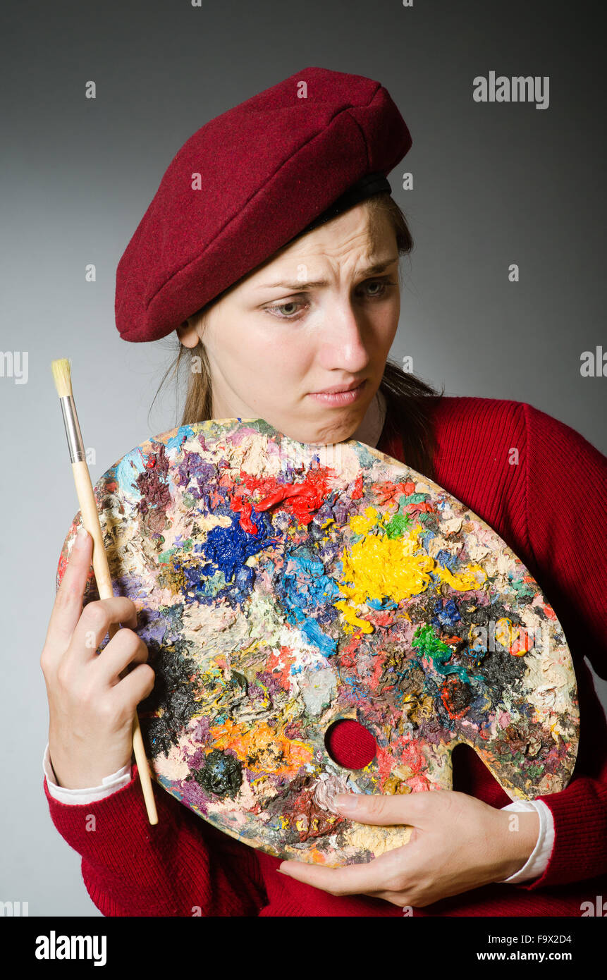Funny artist working in the studio Stock Photo - Alamy
