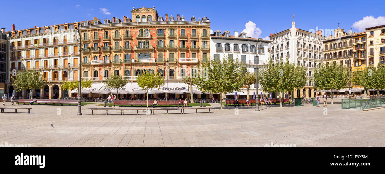 Spain, Navarra, Pamplona, Plaza del Castillo, Cafe Iruna Stock Photo ...