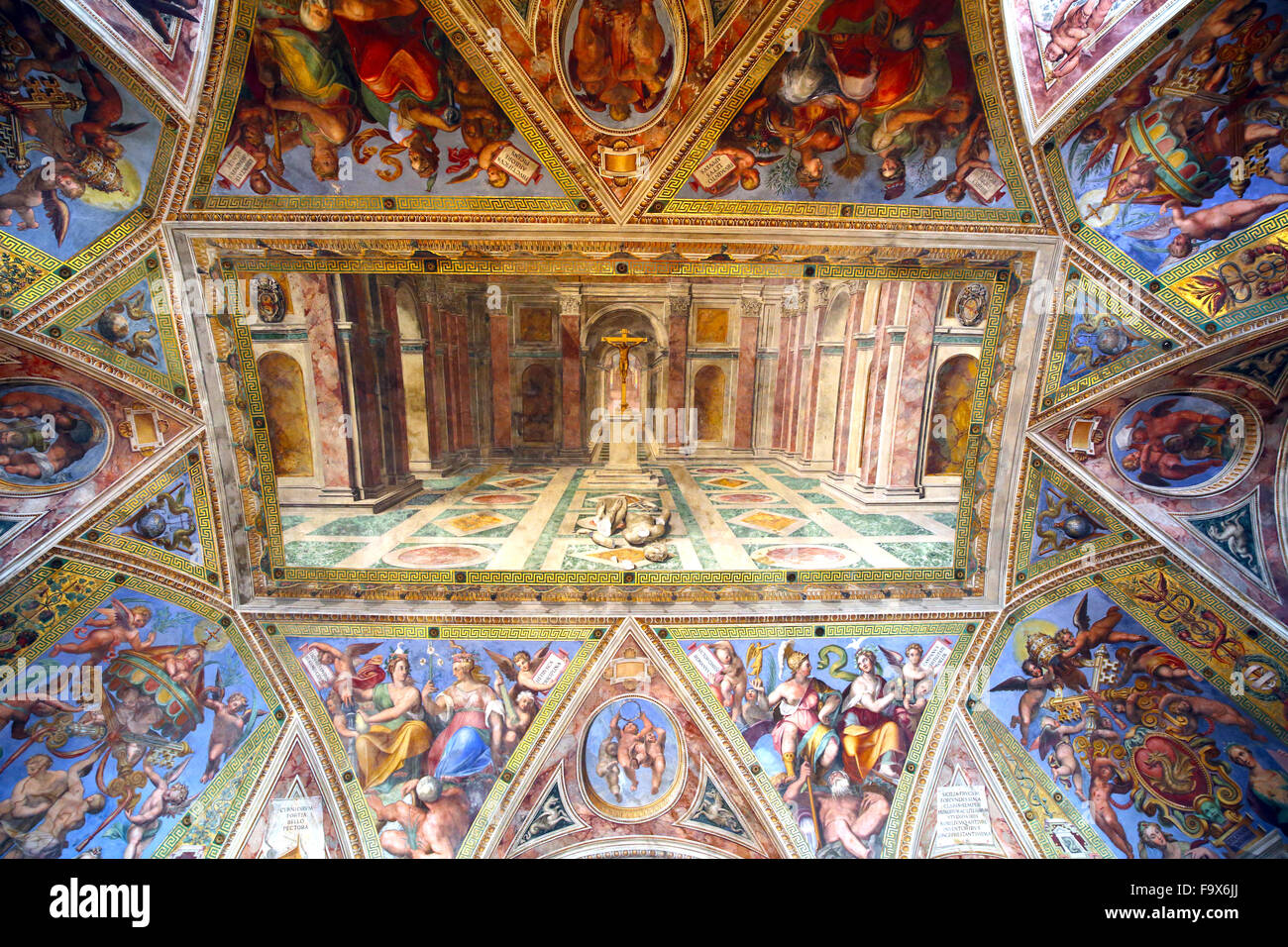 Ceiling of the Hall of Constantine in the Vatican Museum Stock Photo ...
