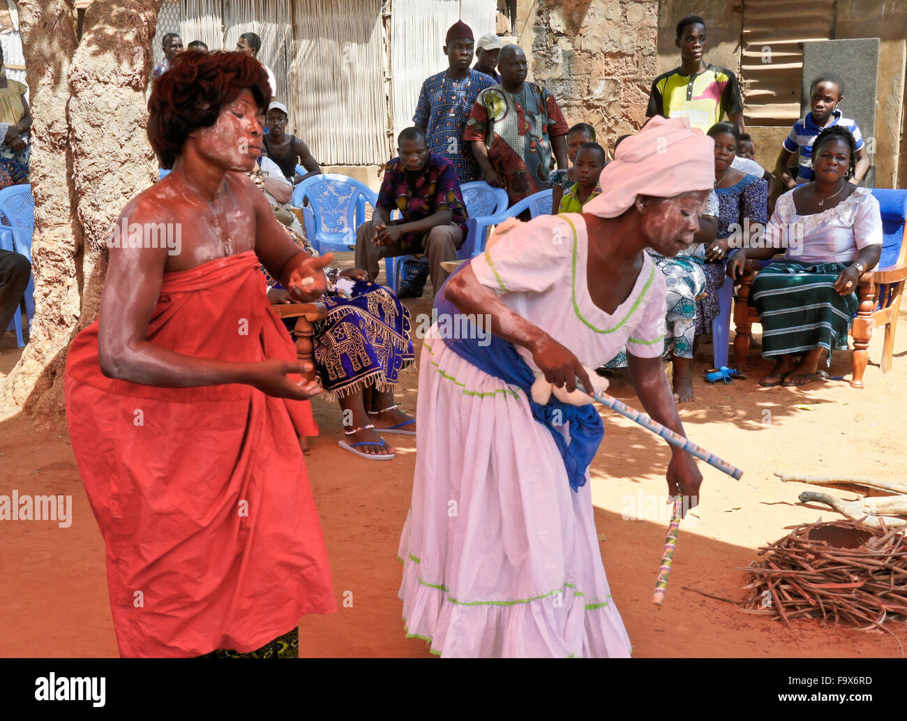 Ewe people participating in a Tron vodun (voodoo) ceremony, Lome, Togo ...