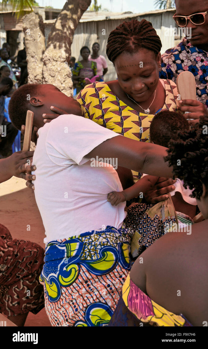 Ewe people participating in a Tron vodun (voodoo) ceremony, Lome, Togo ...