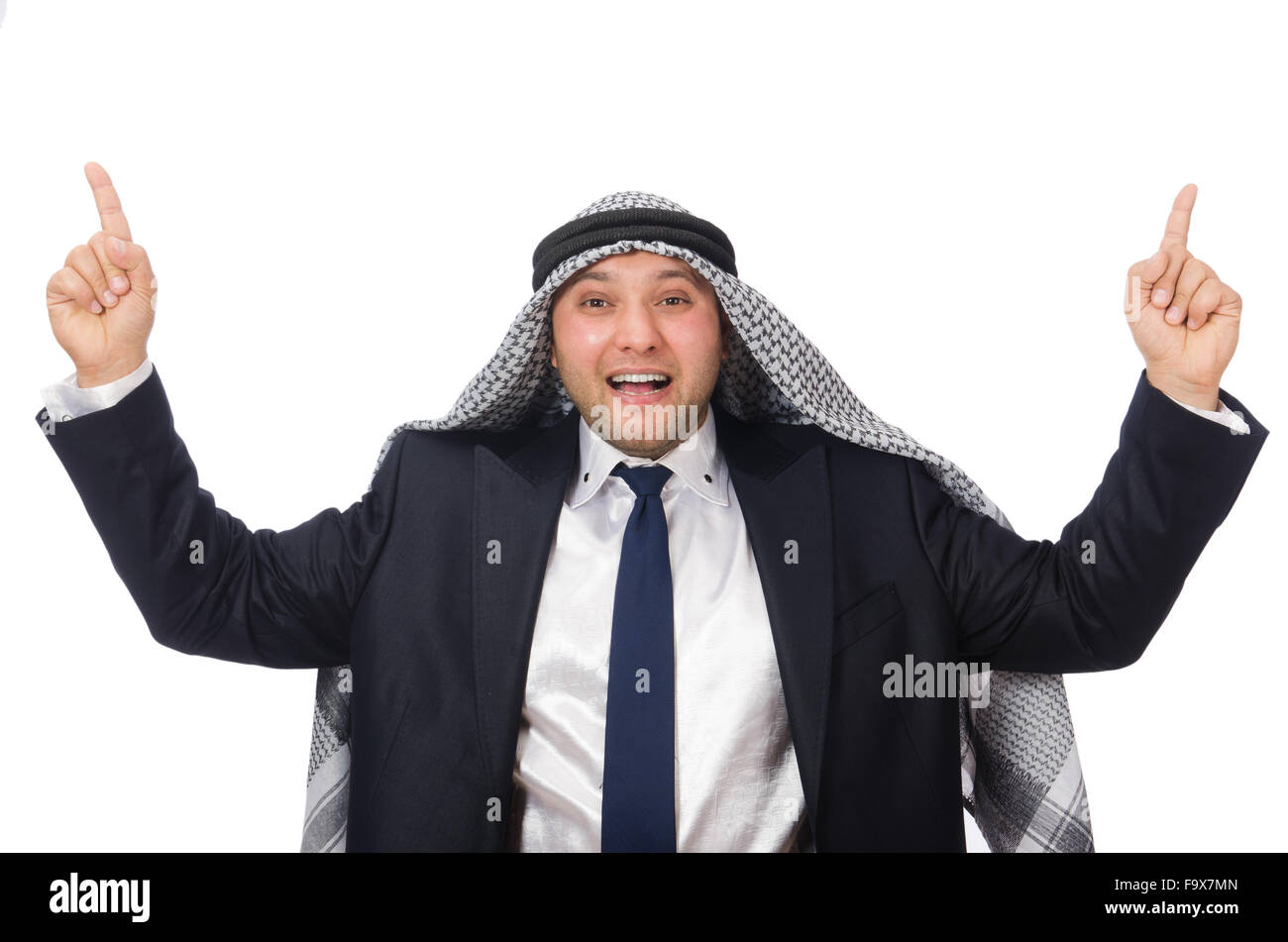 Concept with arab man isolated on white Stock Photo - Alamy