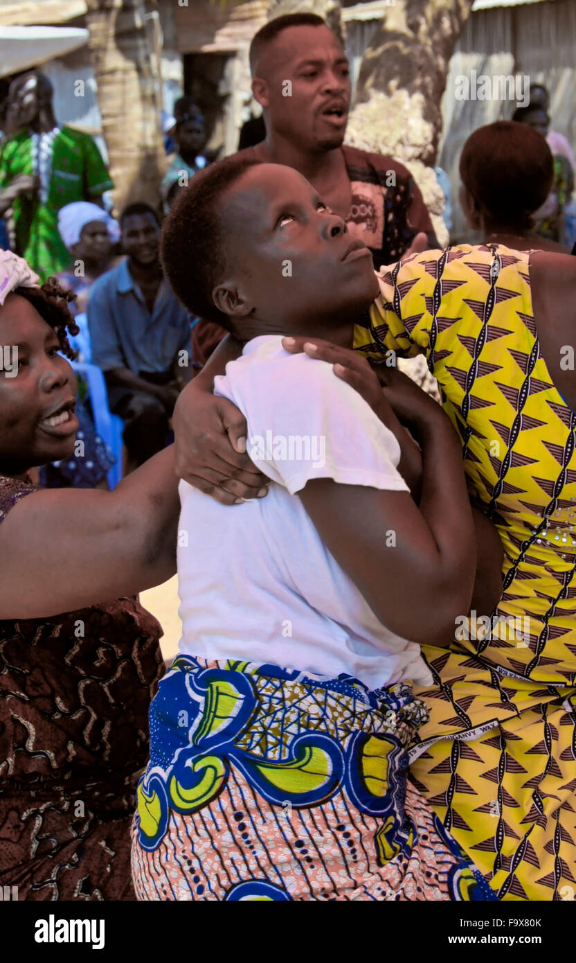 Ewe people participating in a Tron vodun (voodoo) ceremony, Lome, Togo ...