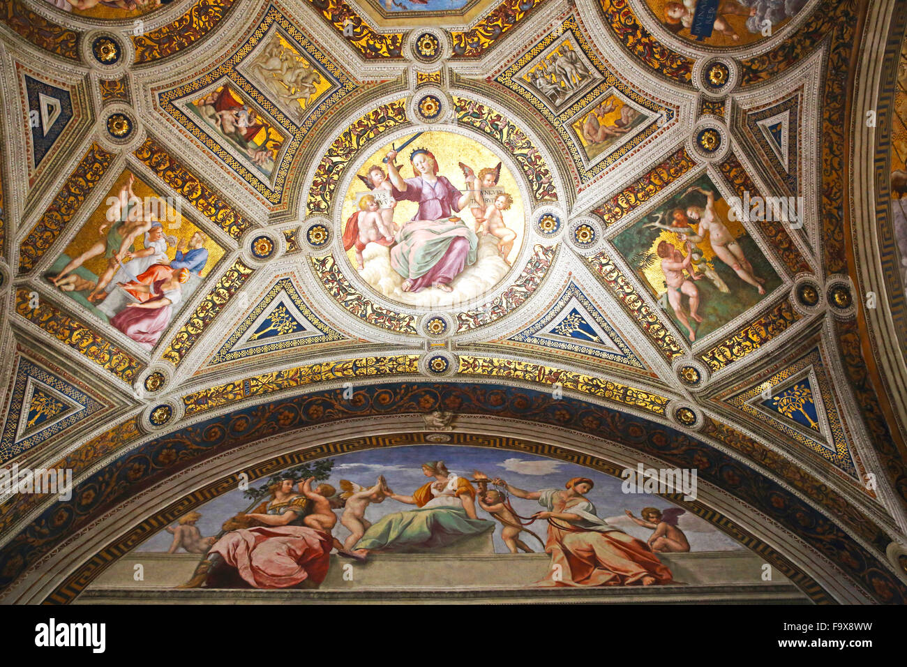 Ceiling of the Room of the Fire in the Borgo in the Vatican Museum ...