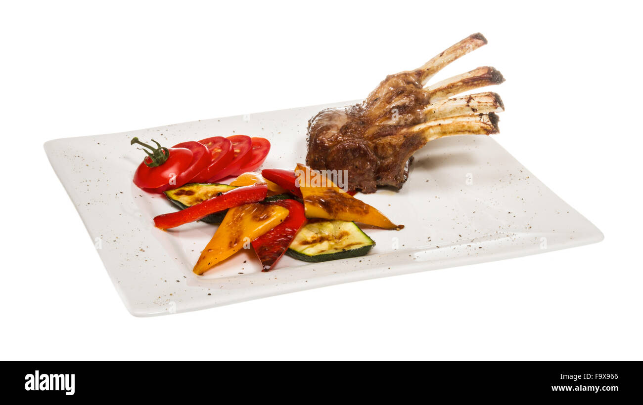 Gourmet Main Entree Course Grilled Lamb steak Stock Photo - Alamy