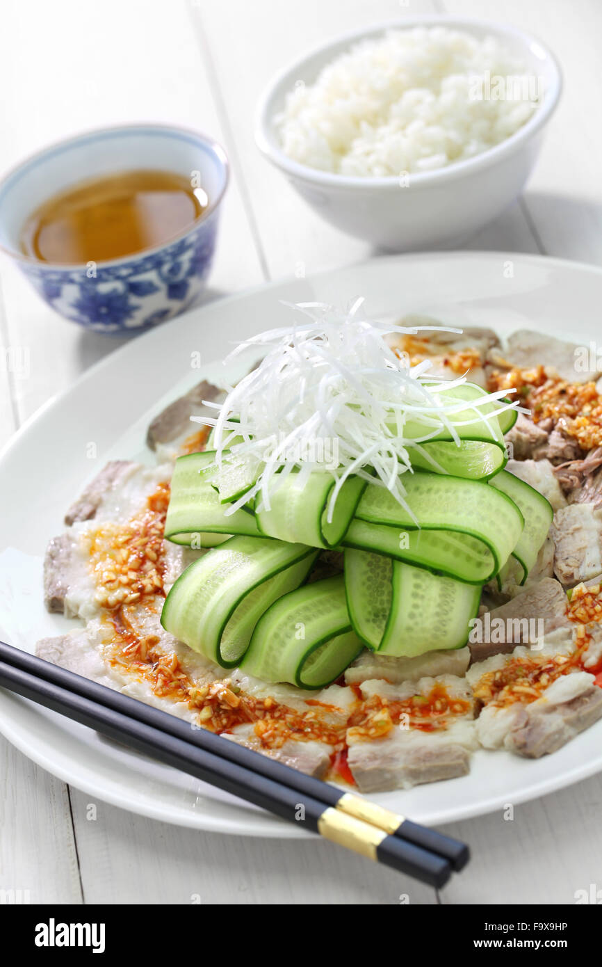 pork belly slices with spicy garlic sauce, chinese sichuan cuisine ...