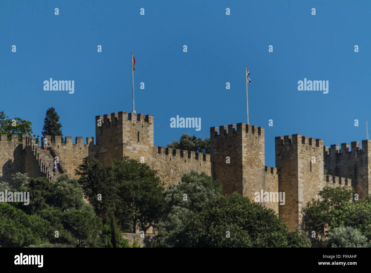 Castelo de Sao Jorge (Saint George Castle) overlooking Baixa quarter in ...