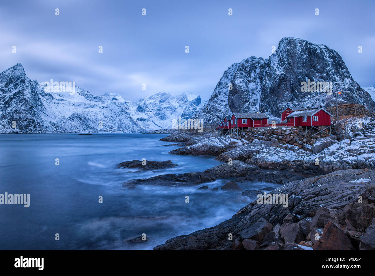 Norway, Lofoten, Hamnoy Island, Fishing huts at sunrise Stock Photo - Alamy