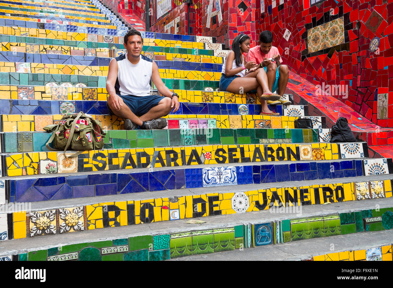 RIO DE JANEIRO, BRAZIL - OCTOBER 23, 2015: Visitors pose for photos on ...