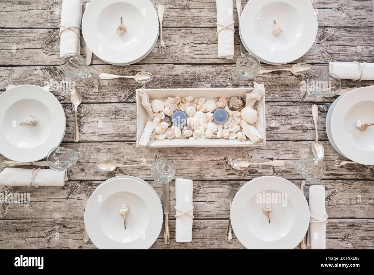 Maritime laid table Stock Photo - Alamy