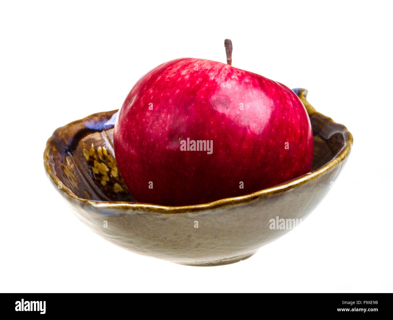 fresh red apples in the dish isolated on white background Stock Photo ...