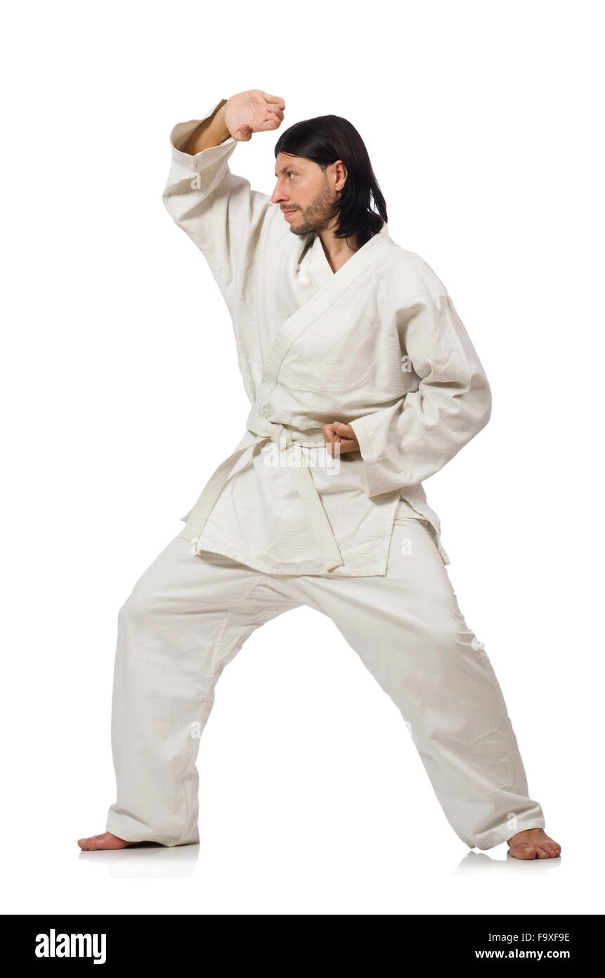 Karate fighter isolated on white Stock Photo - Alamy