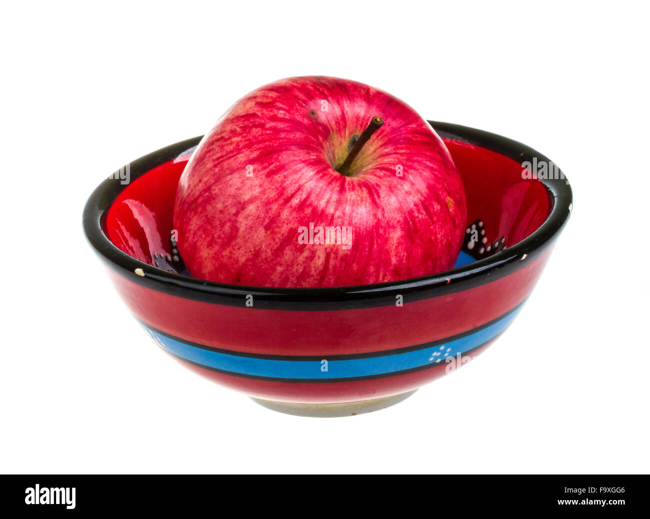 fresh red apples in the dish isolated on white background Stock Photo ...