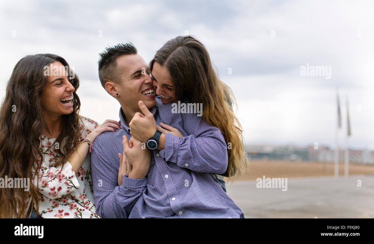 Three friends having fun together Stock Photo - Alamy