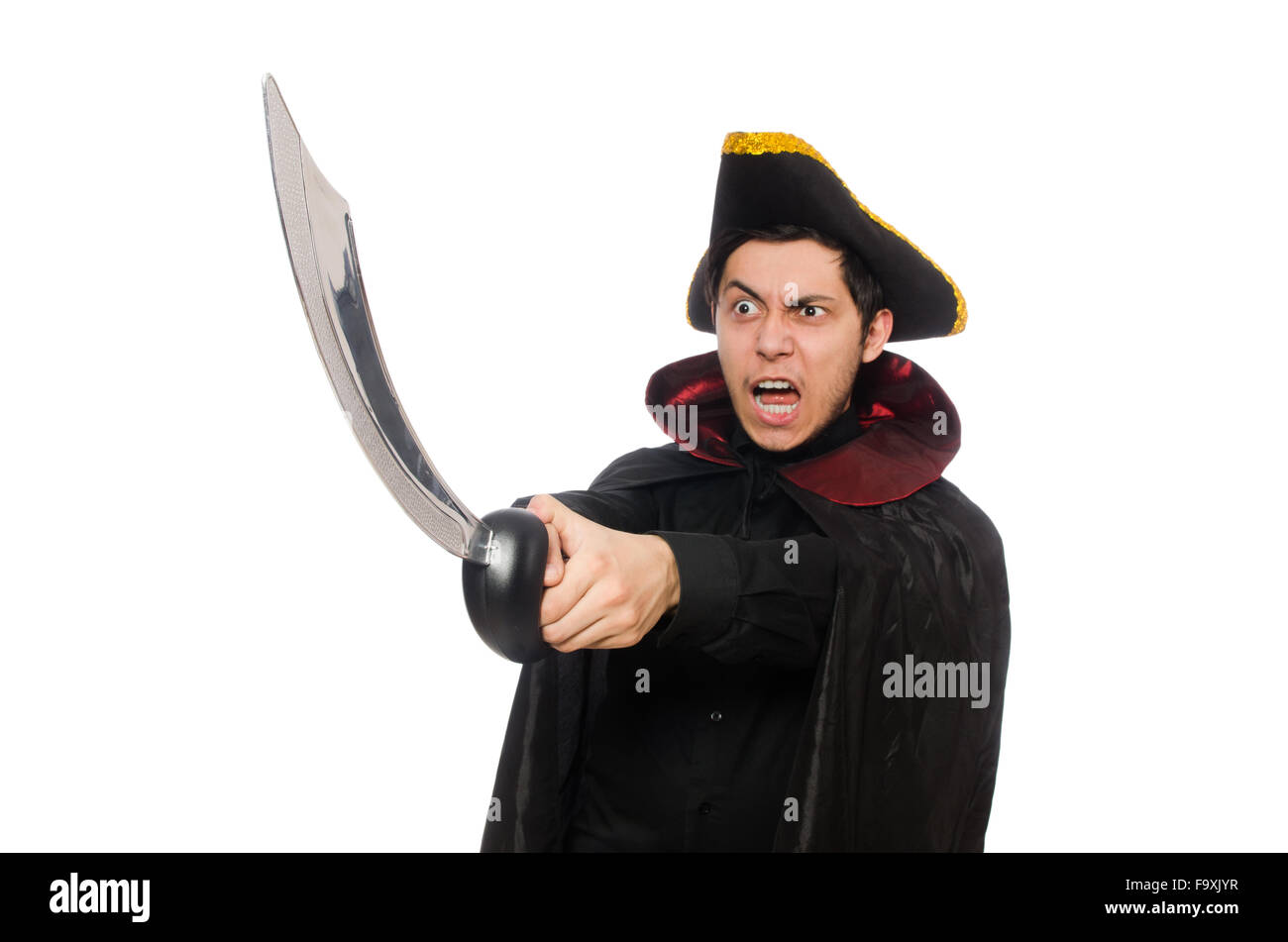 One eyed pirate with sword isolated on white Stock Photo - Alamy