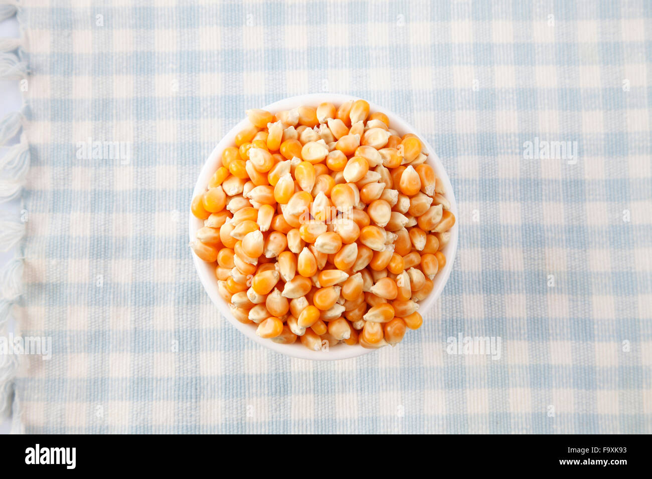 top view of maize corn on the checker mat Stock Photo - Alamy