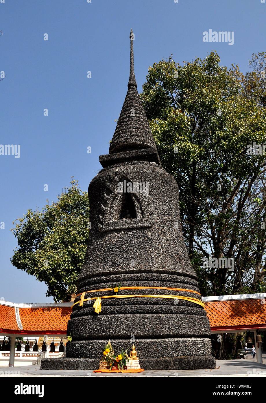 Pattaya, Thailand: A unique bell-shaped chedi built with small black ...