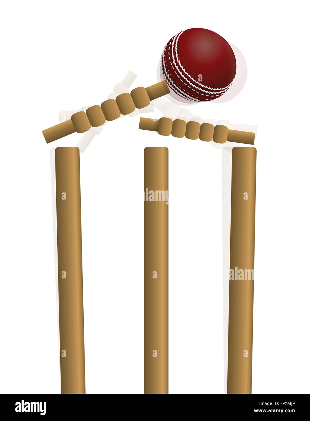 A cricket ball hitting the wicket isolated on white Stock Photo - Alamy