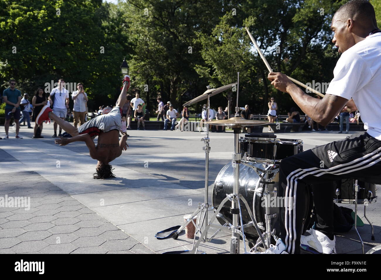 Street performer break dancing at Washington Square Park, Greenwich ...