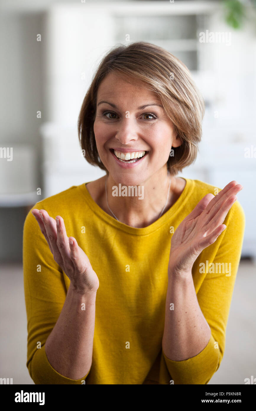 Portrait of happy woman Stock Photo - Alamy