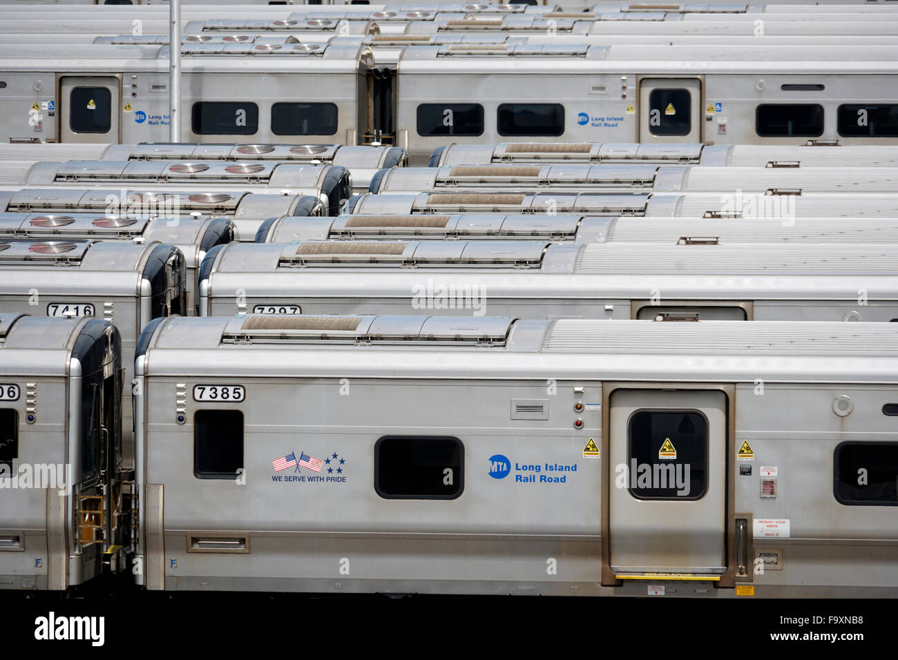 Trains in West Side Rail Yard from High Line Park.New York City.USA ...