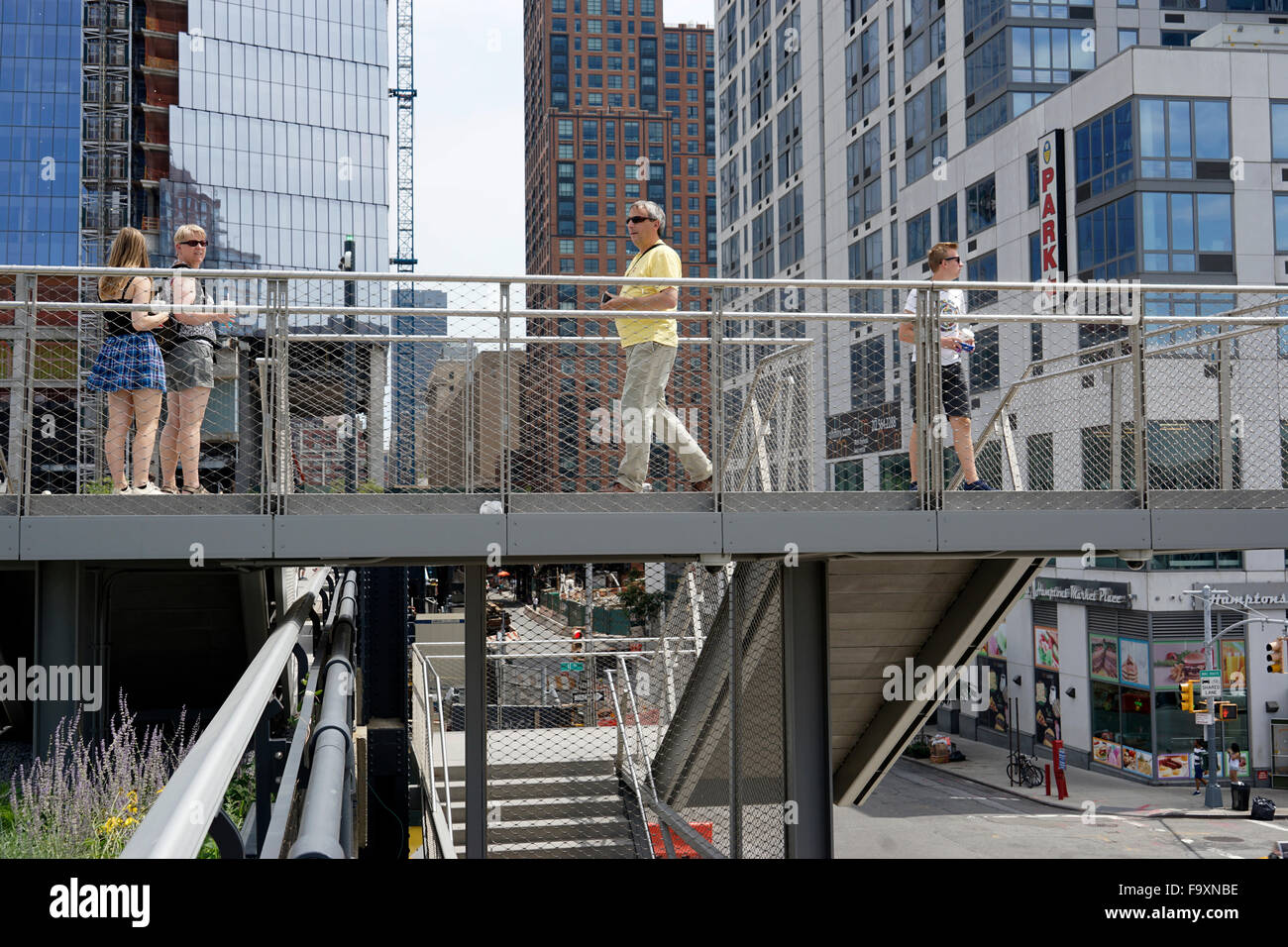 Visitors on elevated walkway of High Line Park.New York City.USA Stock ...