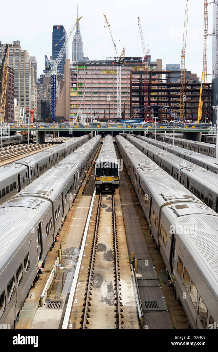 Commuter rail trains in West Side Yard.Manhattan,New York City,USA ...