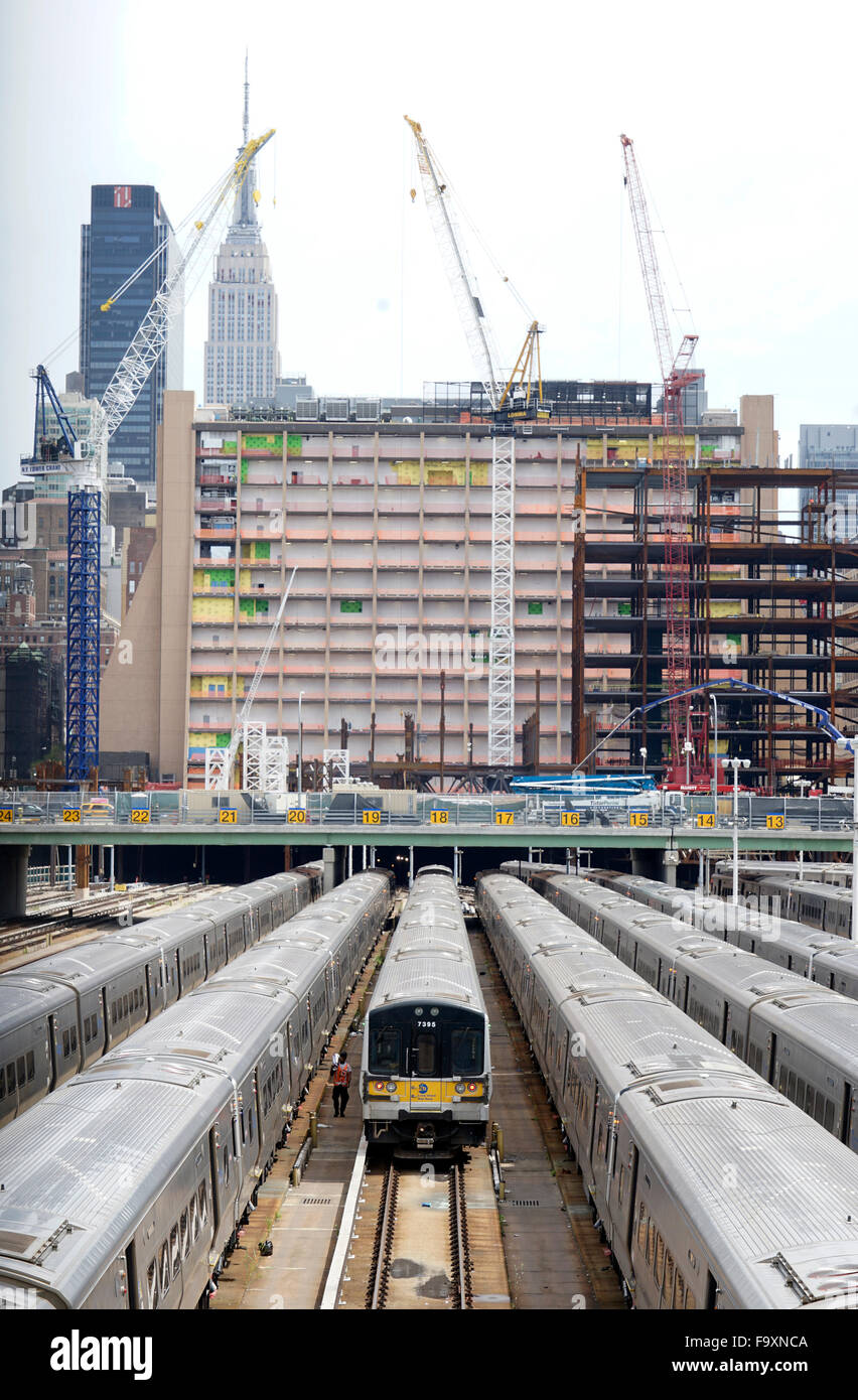 Commuter rail trains in West Side Yard.Manhattan,New York City,USA ...