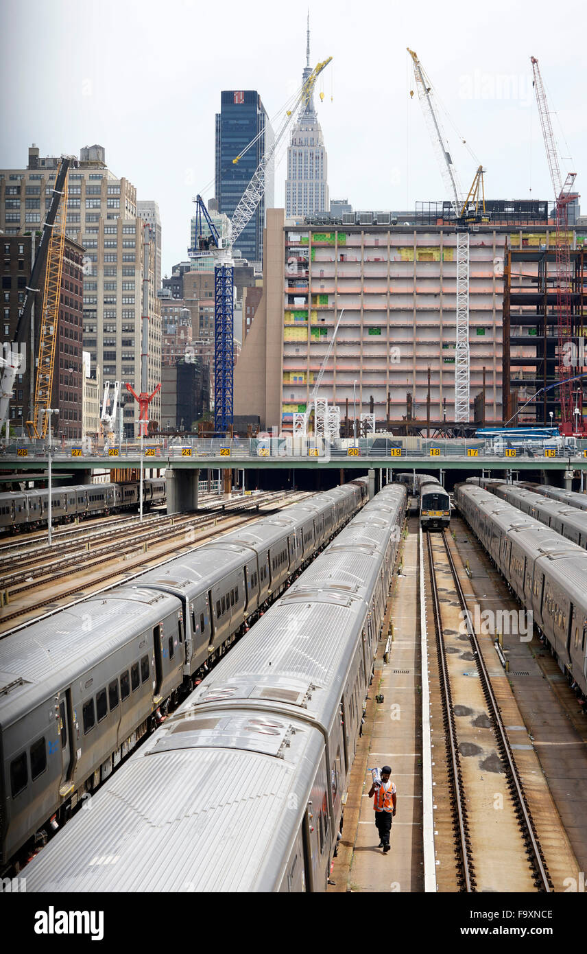 Commuter rail trains in West Side Yard.Manhattan,New York City,USA ...