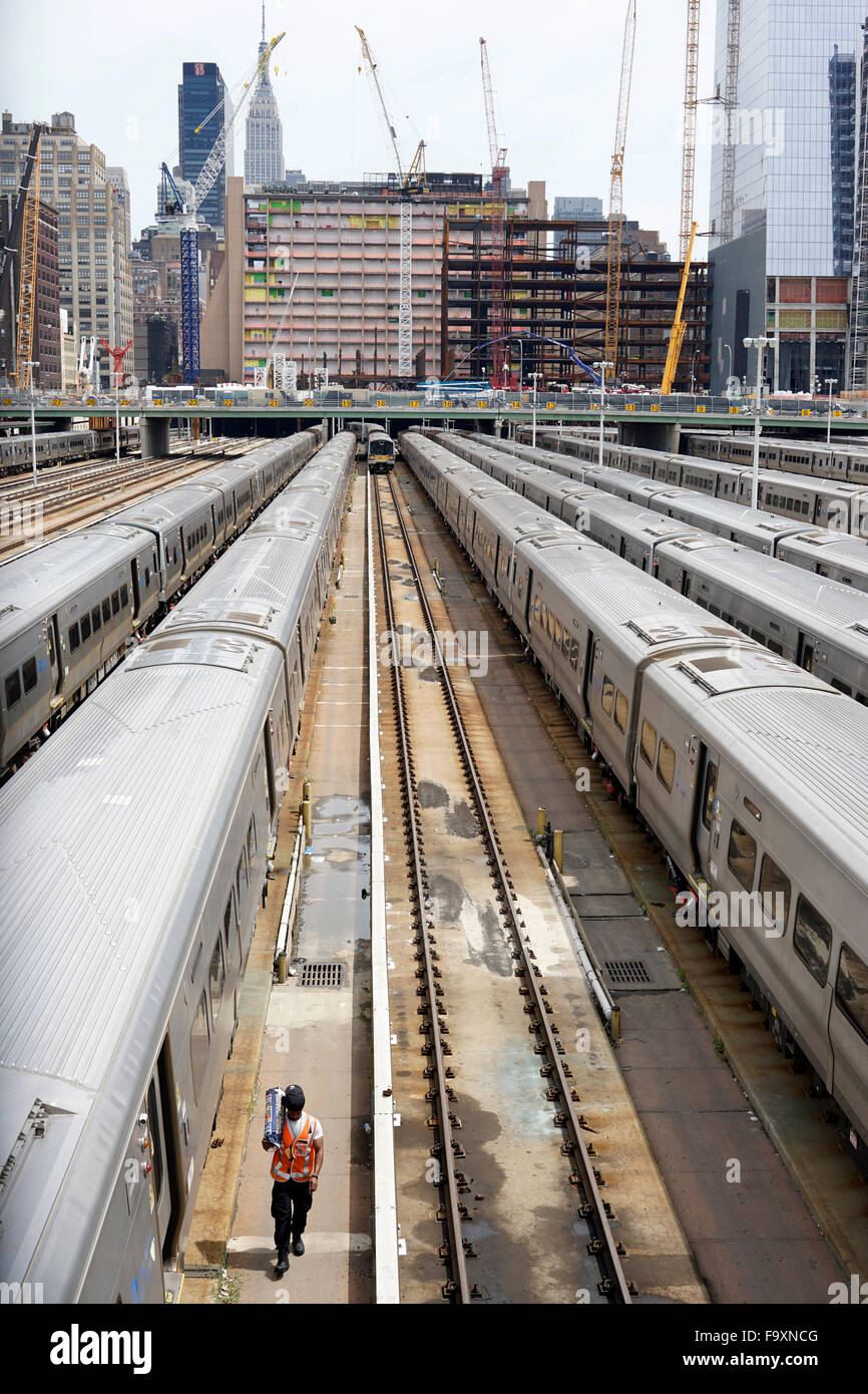Commuter rail trains in West Side Yard.Manhattan,New York City,USA ...