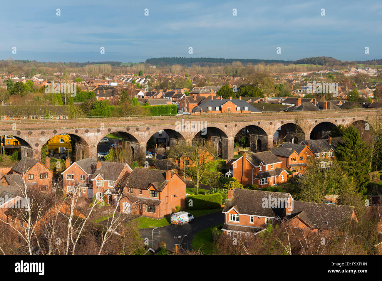 The town of Shifnal and the railway viaduct seen from St Andrew's ...