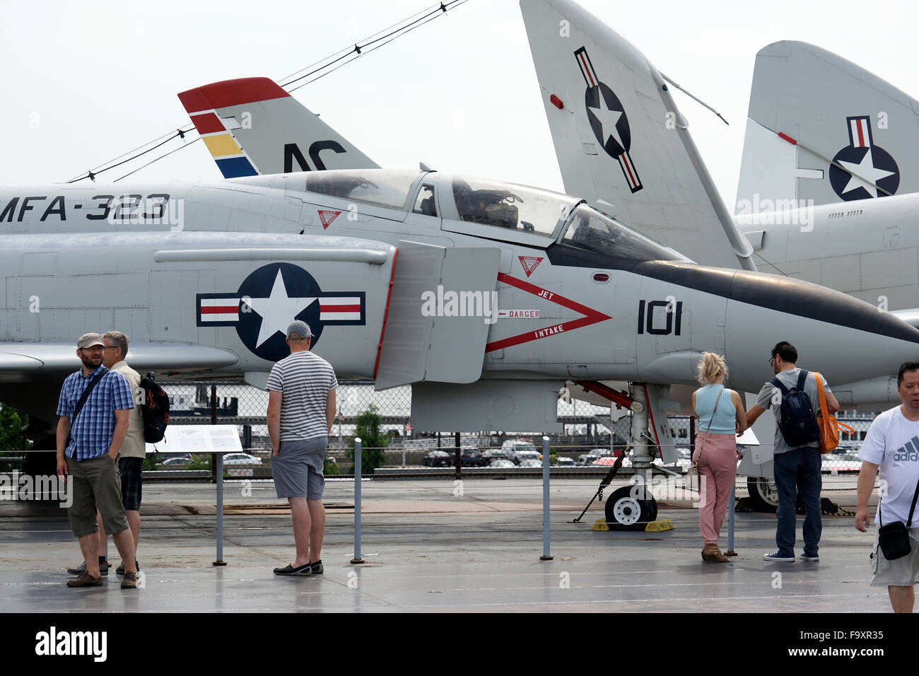 A McDonnell F-4 Phantom II display at the Intrepid aircraft carrier ...
