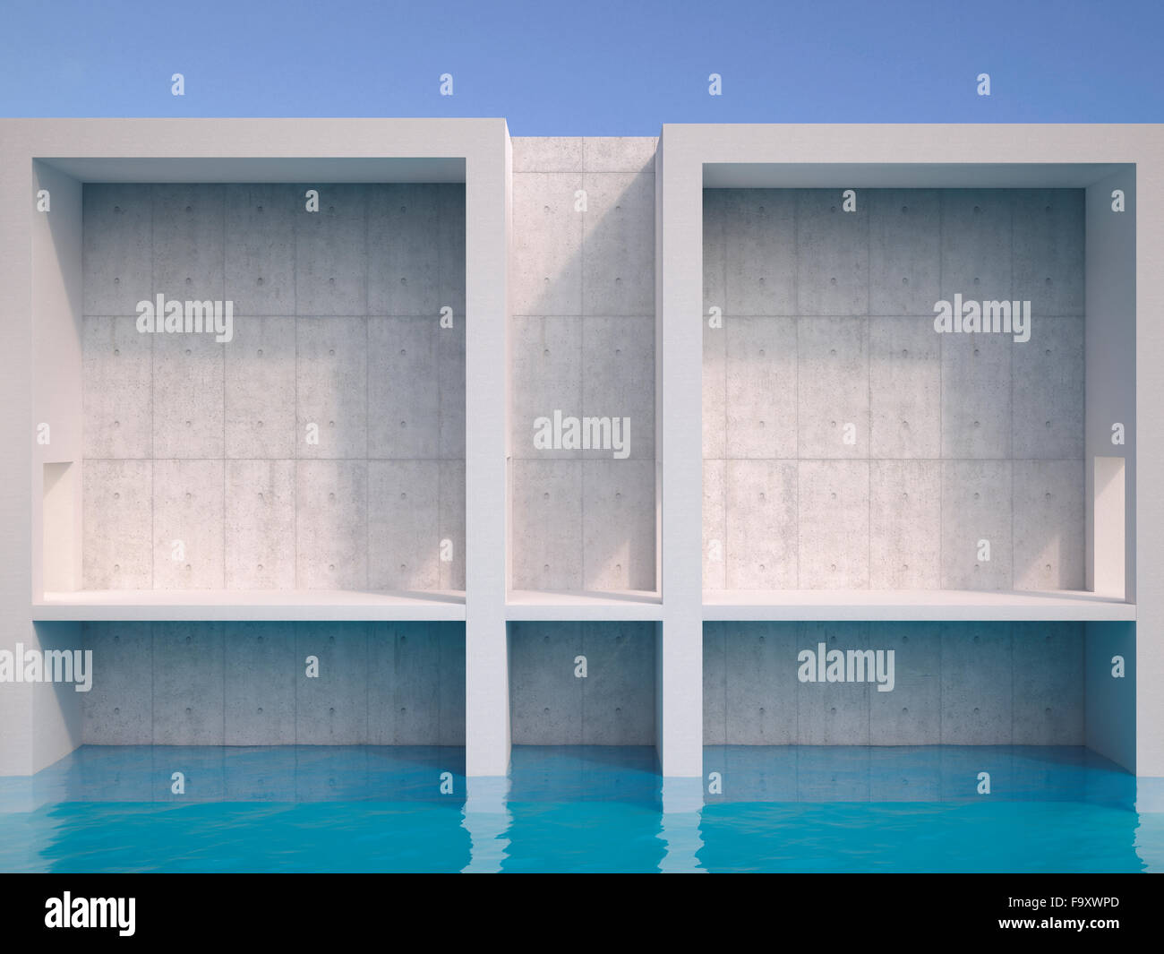 3D Rendering, modern building, gateway, swimming pool Stock Photo - Alamy