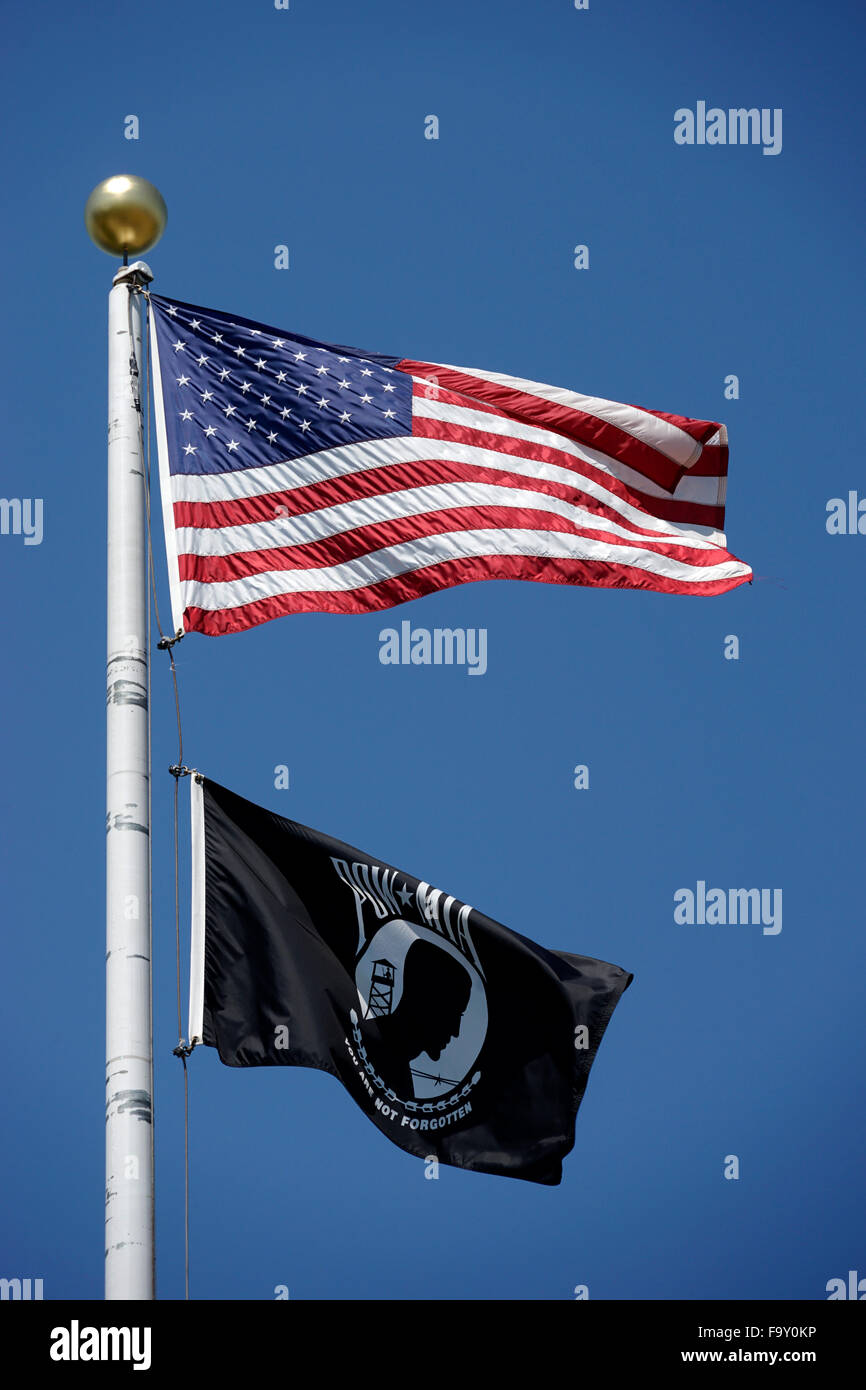 The flag of United States flying over a Prisoner Of War / MIssing in ...