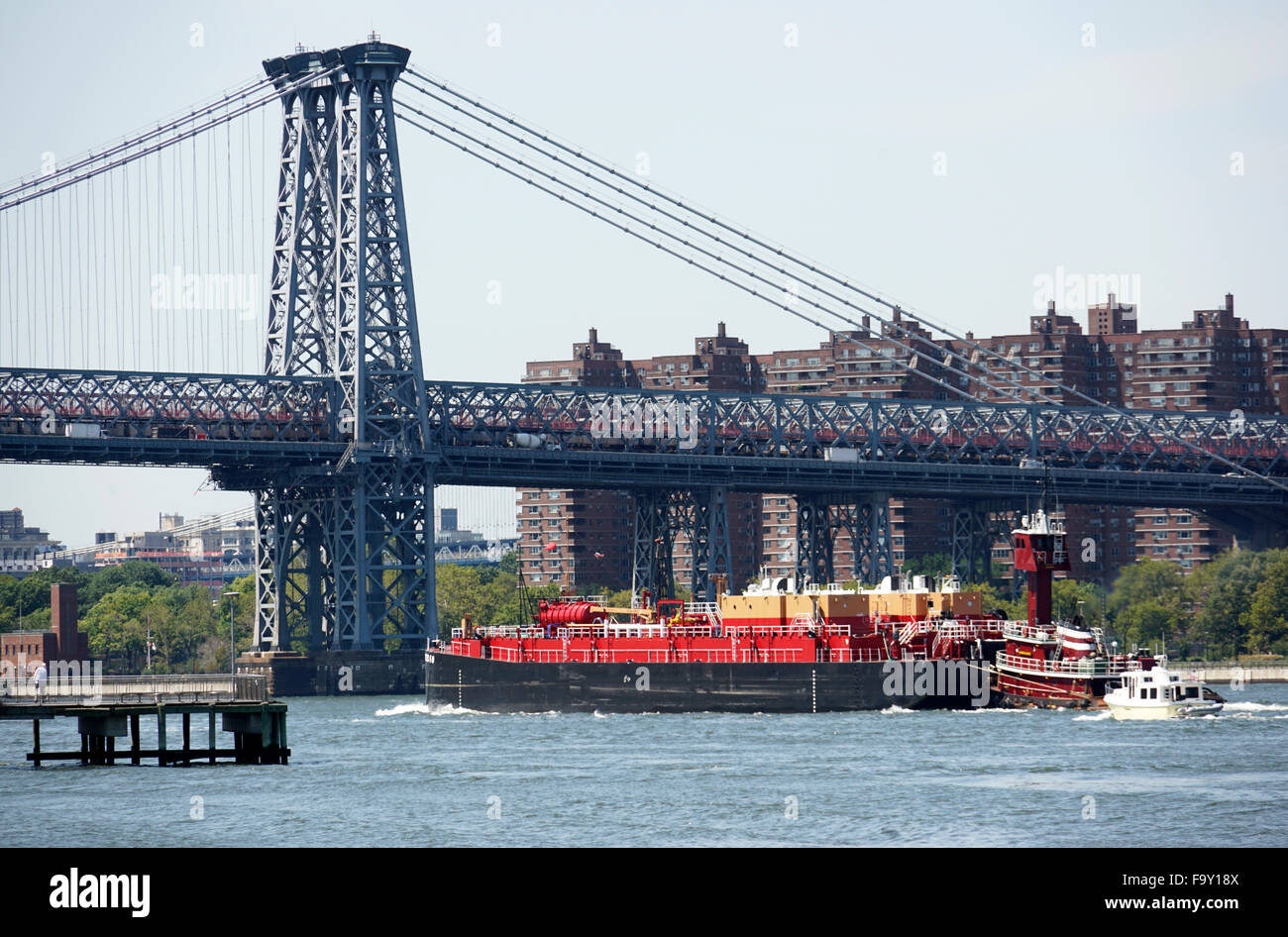Lower East Side of Manhattan with Williamsburg Bridge from Williamsburg Brooklyn with view of ...
