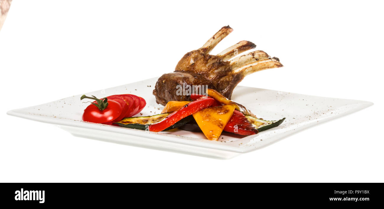 Gourmet Main Entree Course Grilled Lamb steak Stock Photo - Alamy