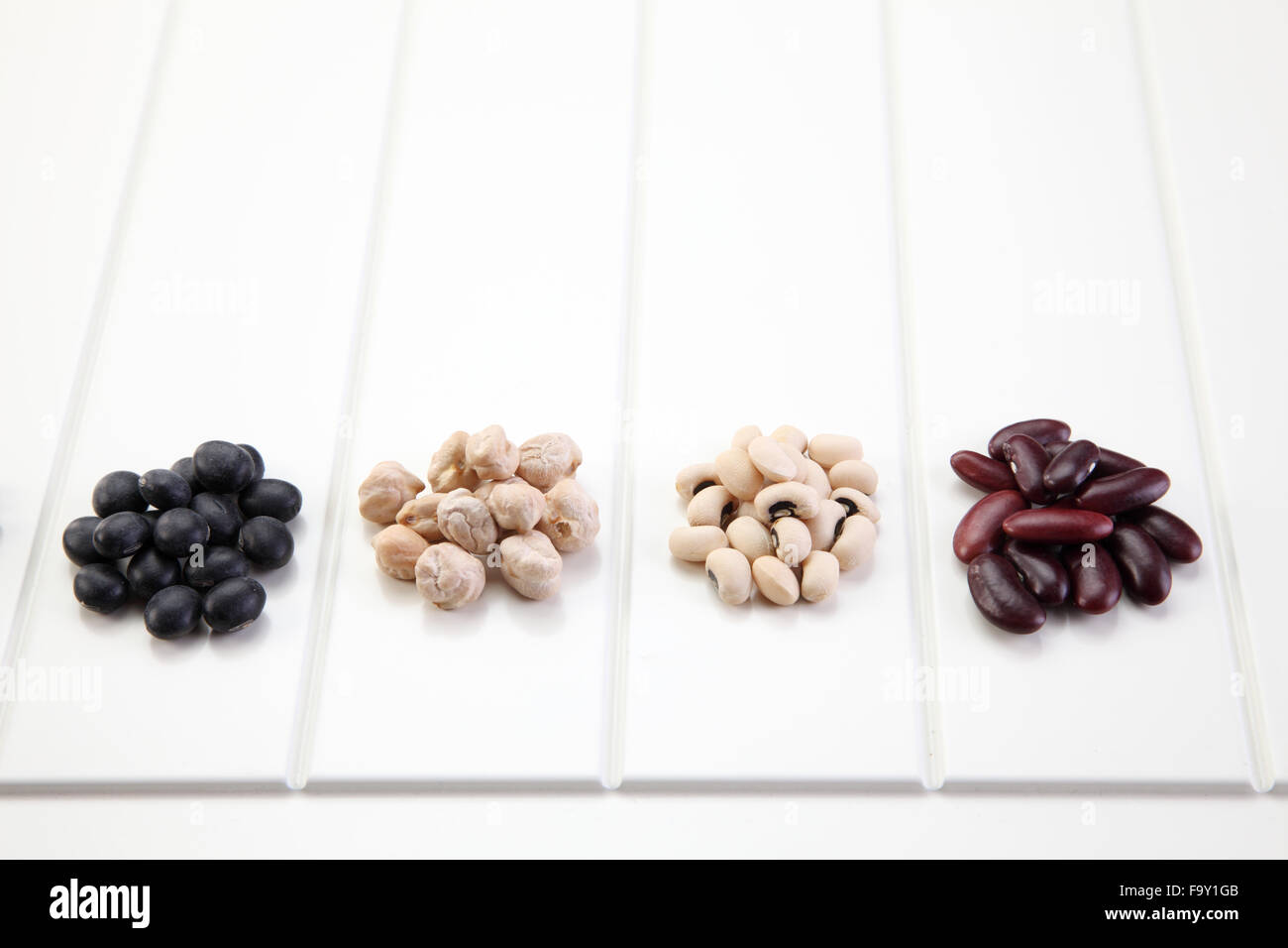 various type of beans on the white background Stock Photo - Alamy