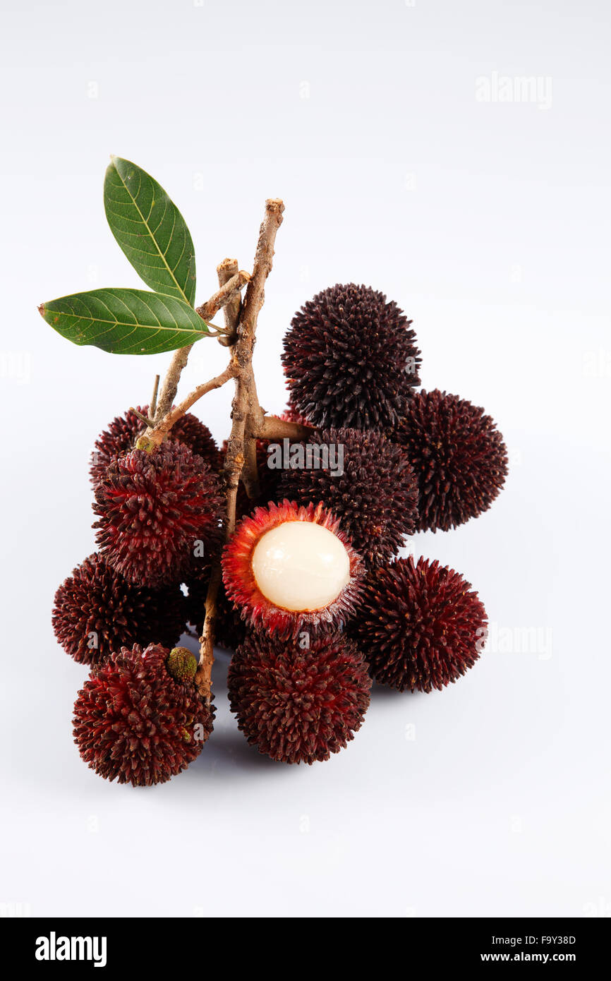 pulasan thick skin or wild rambutan on the white background Stock Photo ...