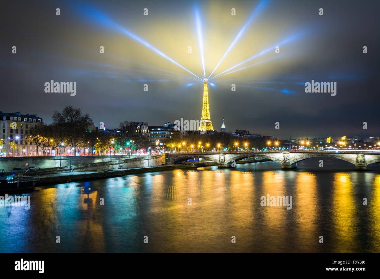 The Eiffel Tower and Seine at night, in Paris, France Stock Photo - Alamy