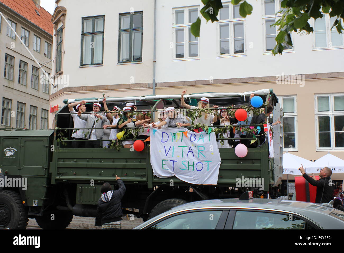 Students who have graduated from high school in Copenhagen celebrating ...