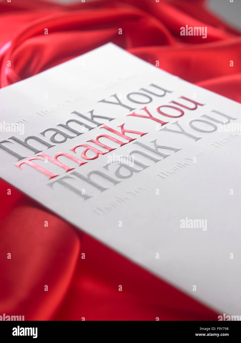 Thank you card with the ribbon Stock Photo - Alamy