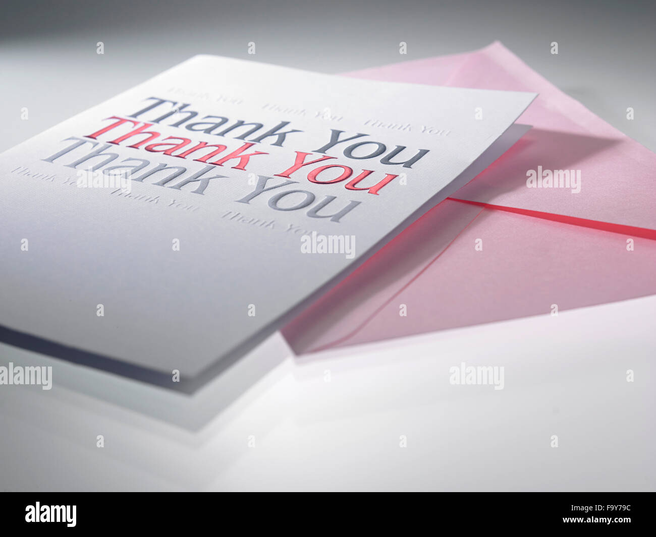Thank you card with the ribbon Stock Photo - Alamy