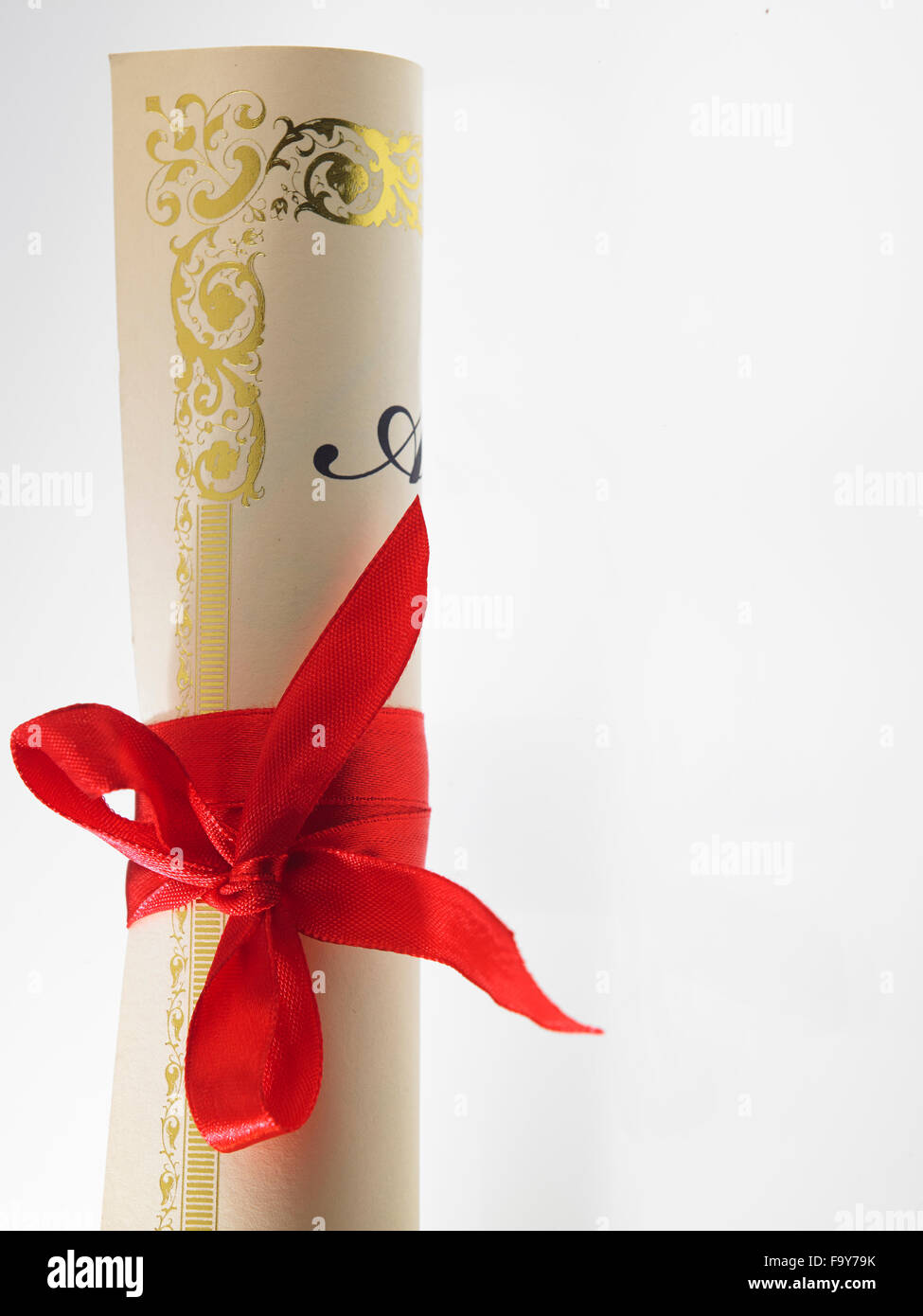 Close up certificate with the red ribbon Stock Photo - Alamy