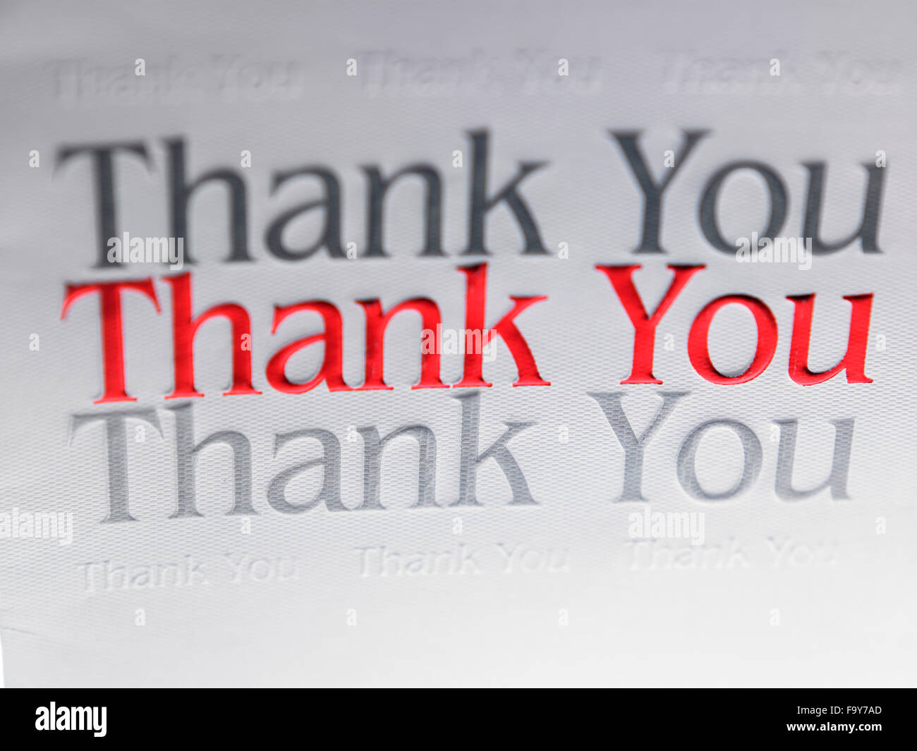 Thank you card with the ribbon Stock Photo - Alamy