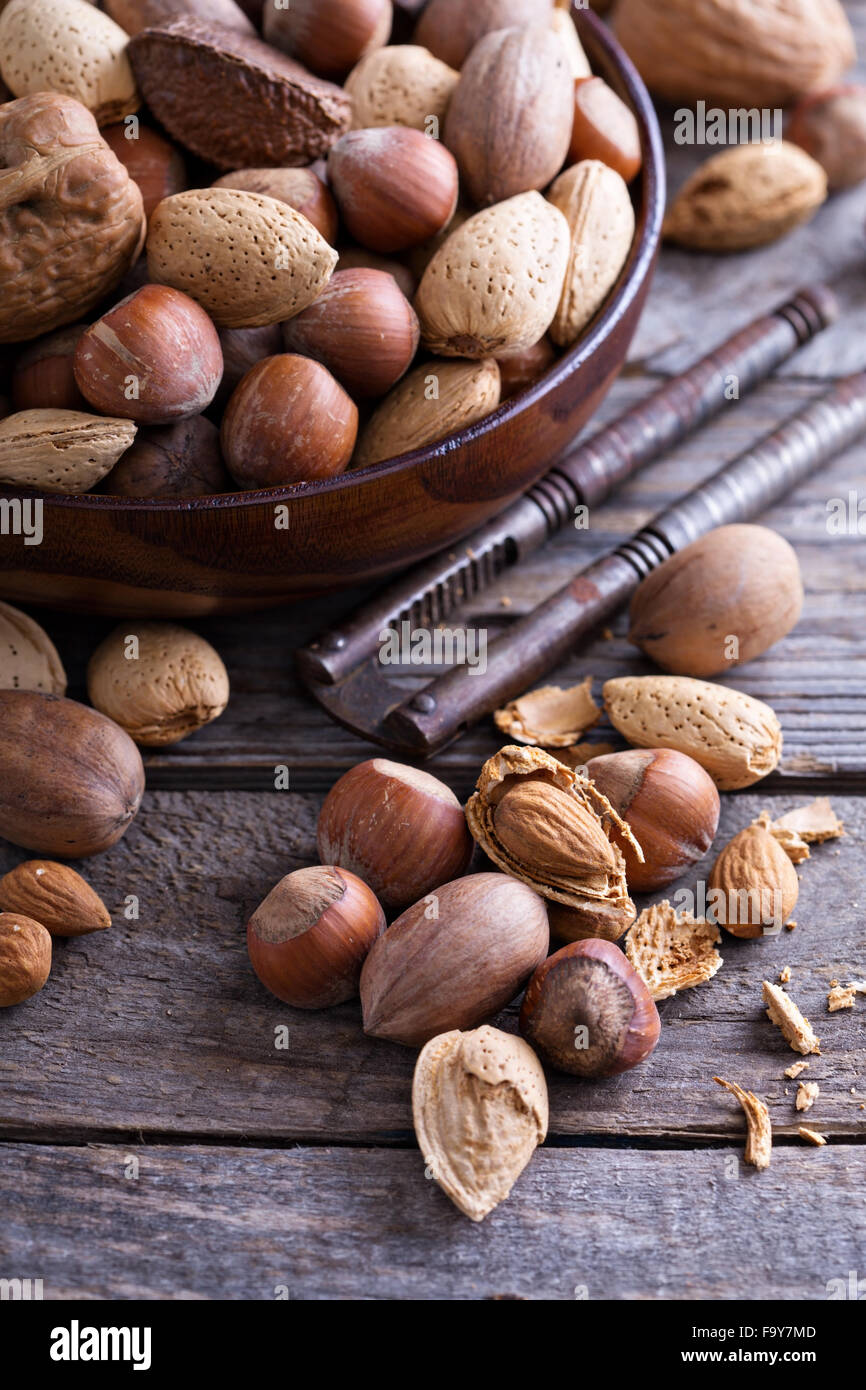 Variety nuts shells in brown hi-res stock photography and images - Alamy