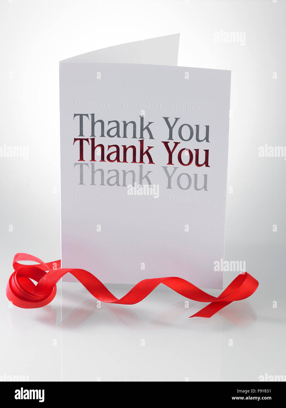 Thank you card with the ribbon Stock Photo - Alamy