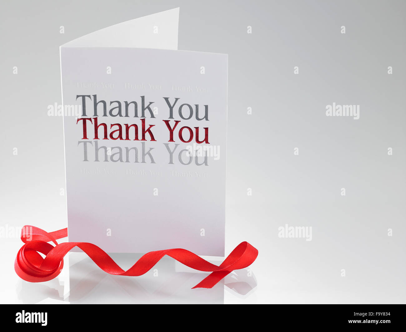Thank you card with the ribbon Stock Photo - Alamy